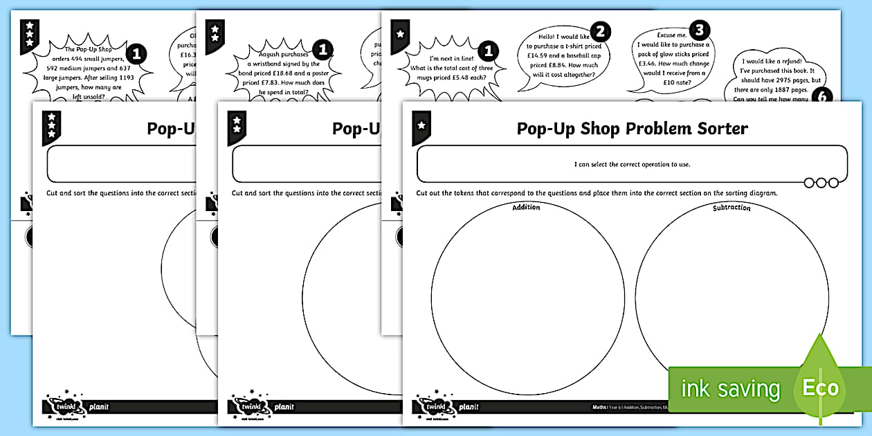 Differentiated Sorting Word Problems Worksheet / Worksheets