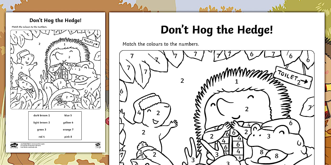 Don't Hog the Hedge! Colour by Number (teacher made)