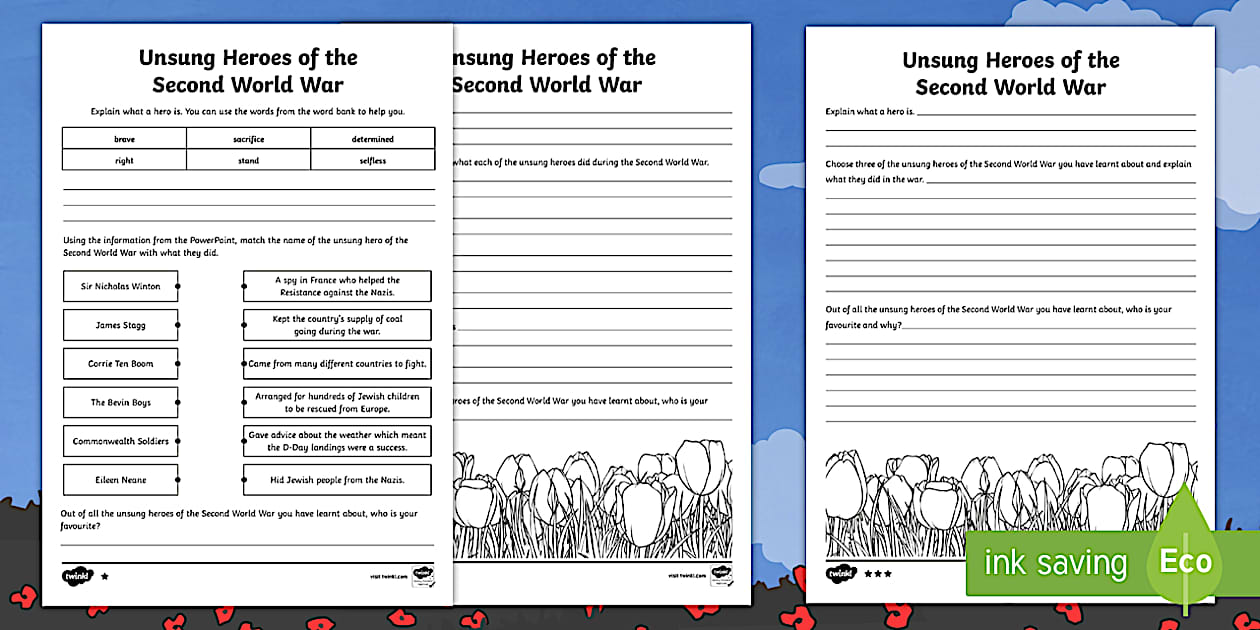 KS2 Unsung Heroes of the Second World War Differentiated Worksheets