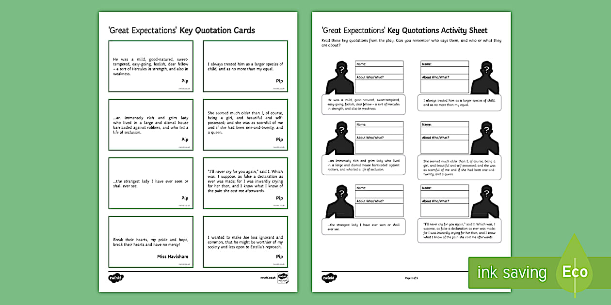Editable Great Expectations Key Quotations Pack Key Quotations Pack
