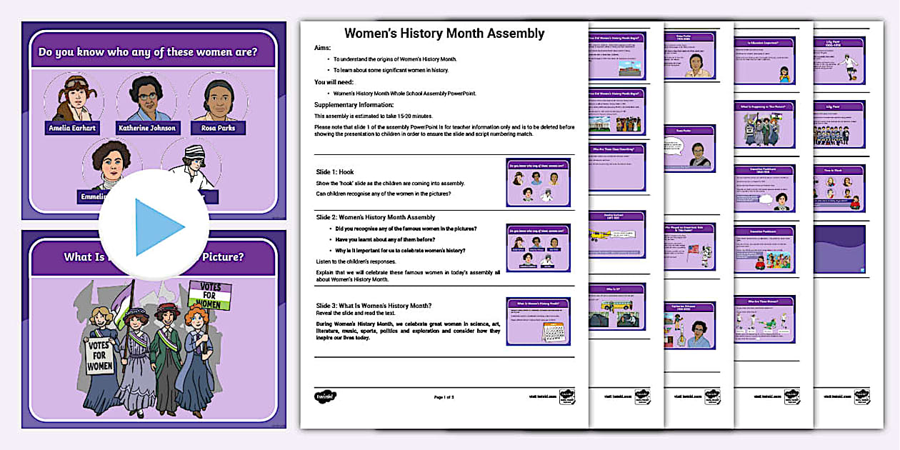 Women's History Month Assembly Script and PowerPoint Pack