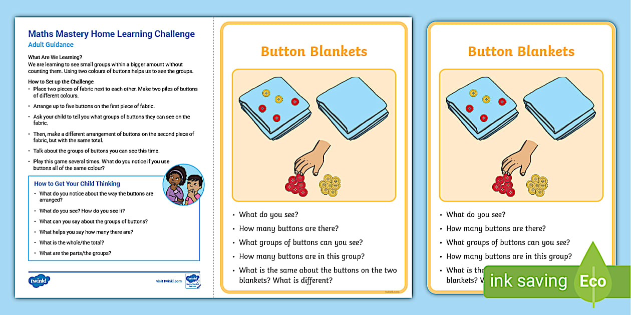 👉 Maths Subitising 0-5 Home Learning Task: Button Blankets