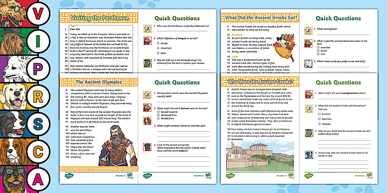 UKS2 60-Second Reads: Ancient Greece Activity Pack - Twinkl