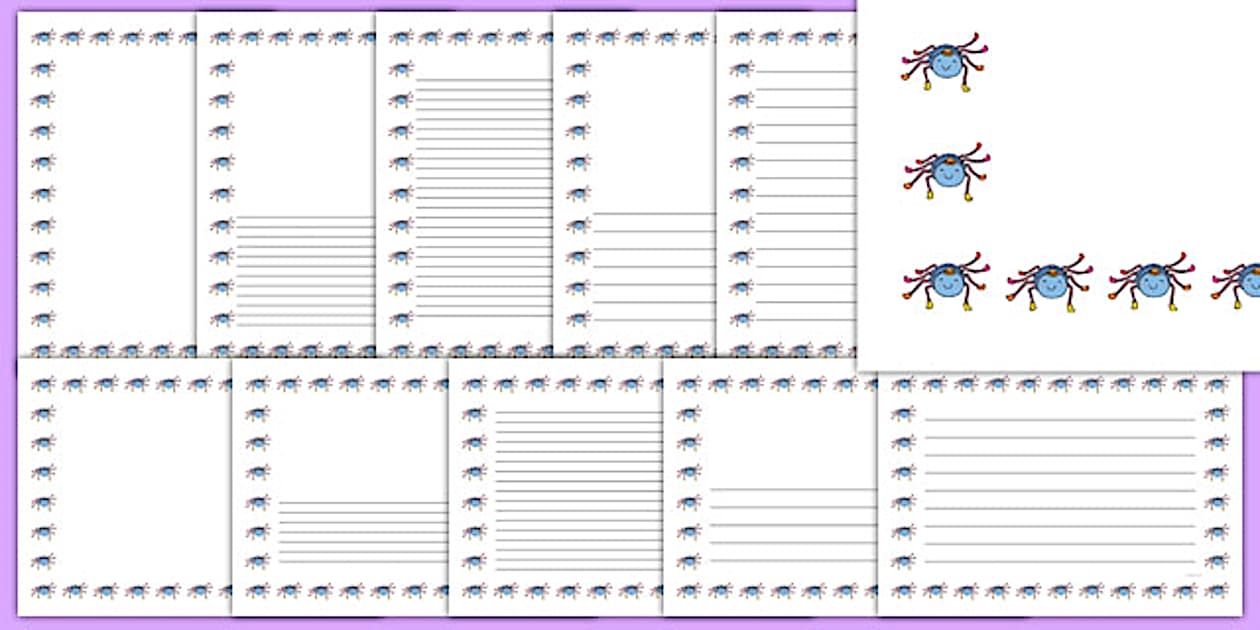 Black and White Incy Wincy Spider Page Borders - Twinkl