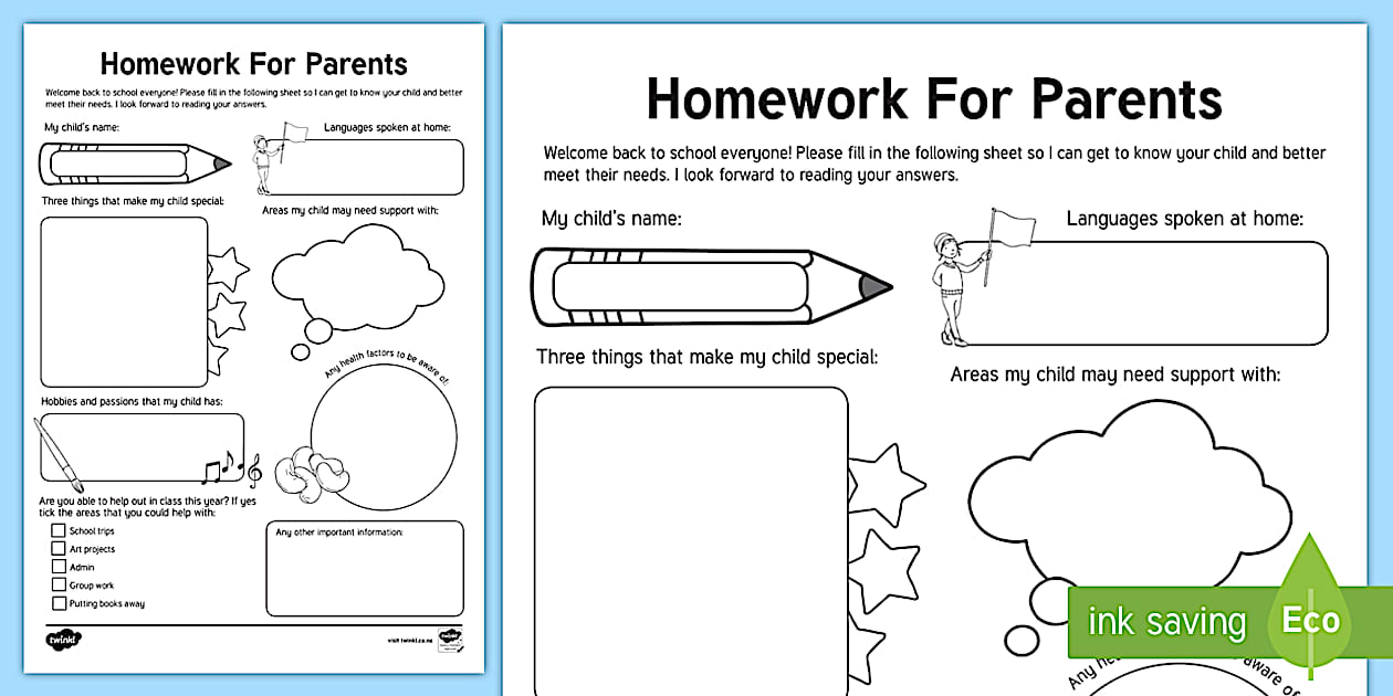 Homework for Parents Worksheet (teacher made) - Twinkl