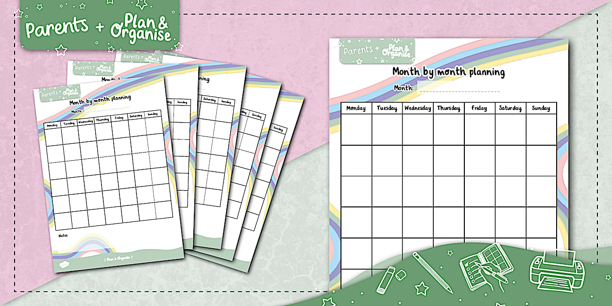 FREE! - Blank Monthly Calendar Planning Template | Maternity Leave Planner