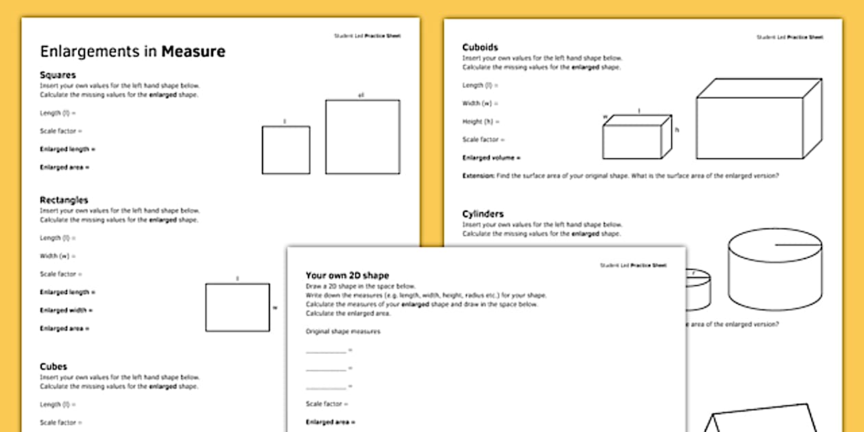 KS3_KS4 Maths Student Led Practice Sheets Enlargements in Measure