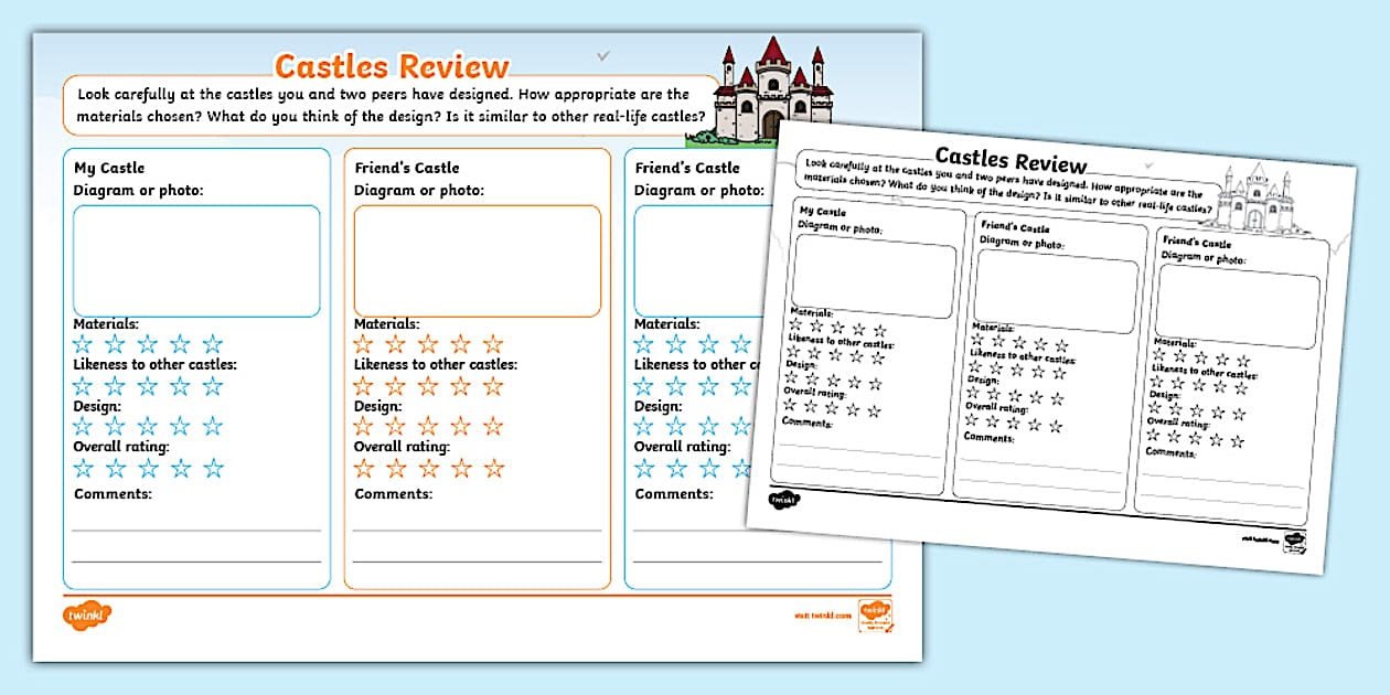 DT Castles Review Worksheet - Twinkl Evaluation - Twinkl
