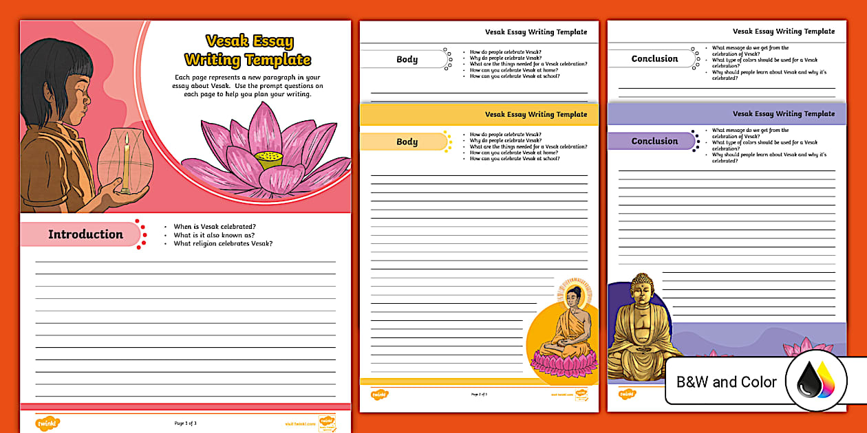 Vesak Essay Writing Template for 6th-8th Grade - Twinkl