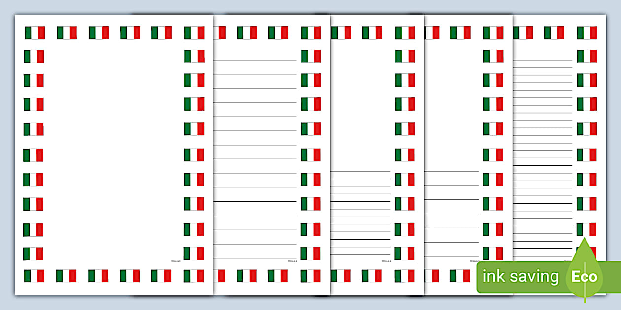 Editable Italy Flag Page Borders (teacher made) - Twinkl