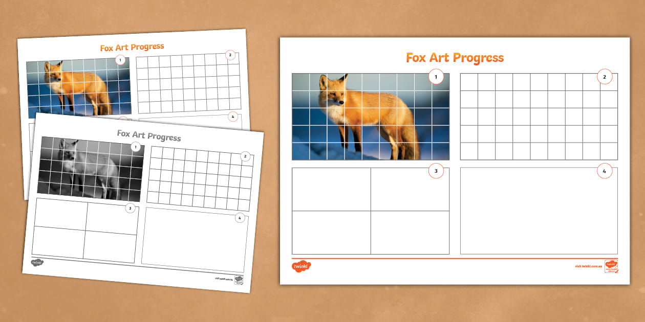 Fox Art Progress Template - Twinkl Drawing (teacher made)