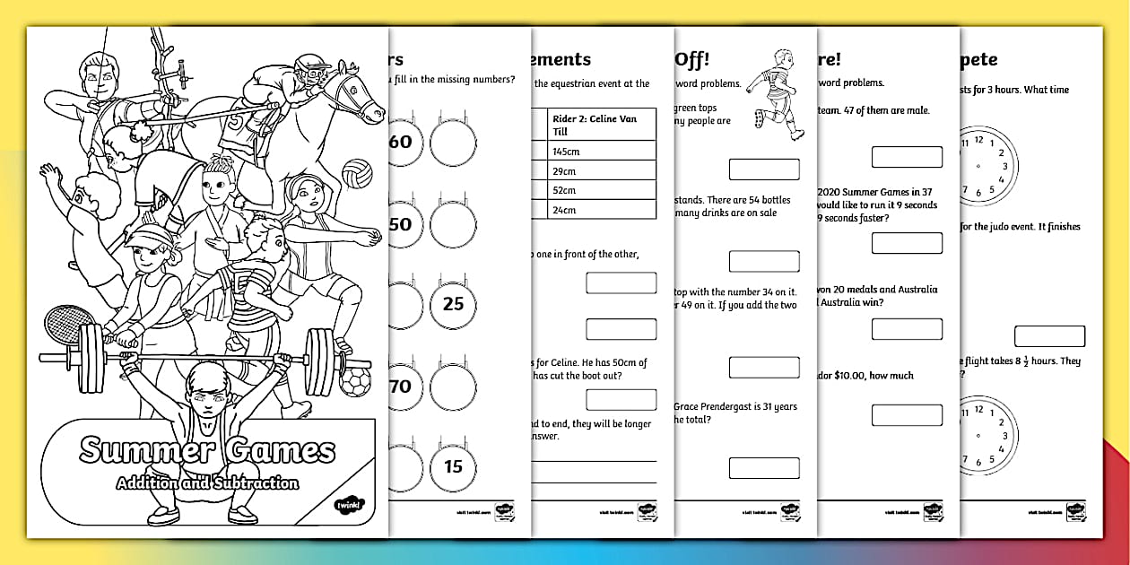 Summer Games Addition and Subtraction Activity Booklet