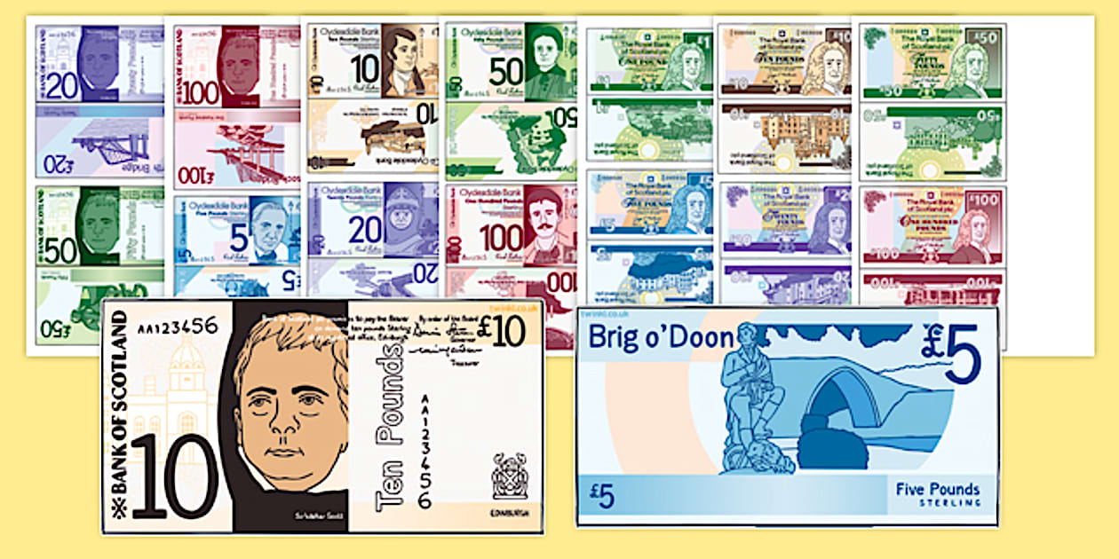 Scottish Money Cut Outs (teacher made) - Twinkl
