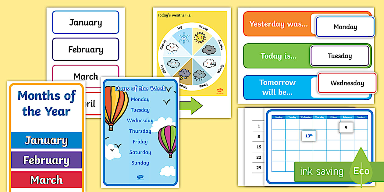 Ready Made Days of the Week Calendar Display Pack - Twinkl