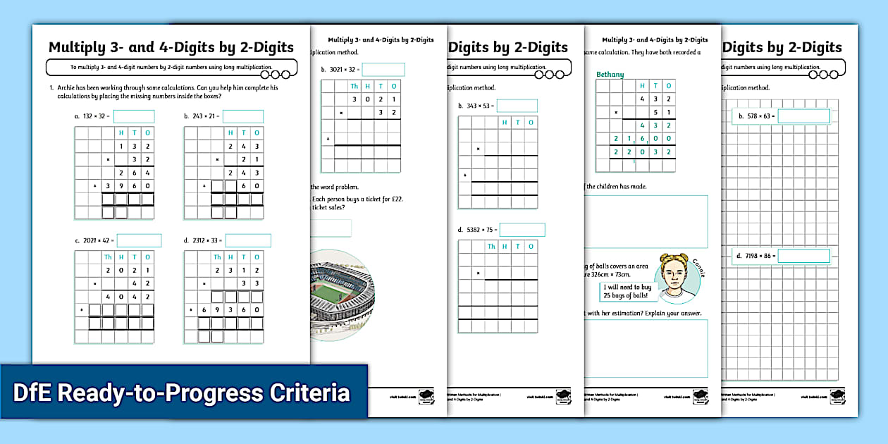 👉 Multiply 3- and 4-Digits by 2-Digits Differentiated Maths Activity ...