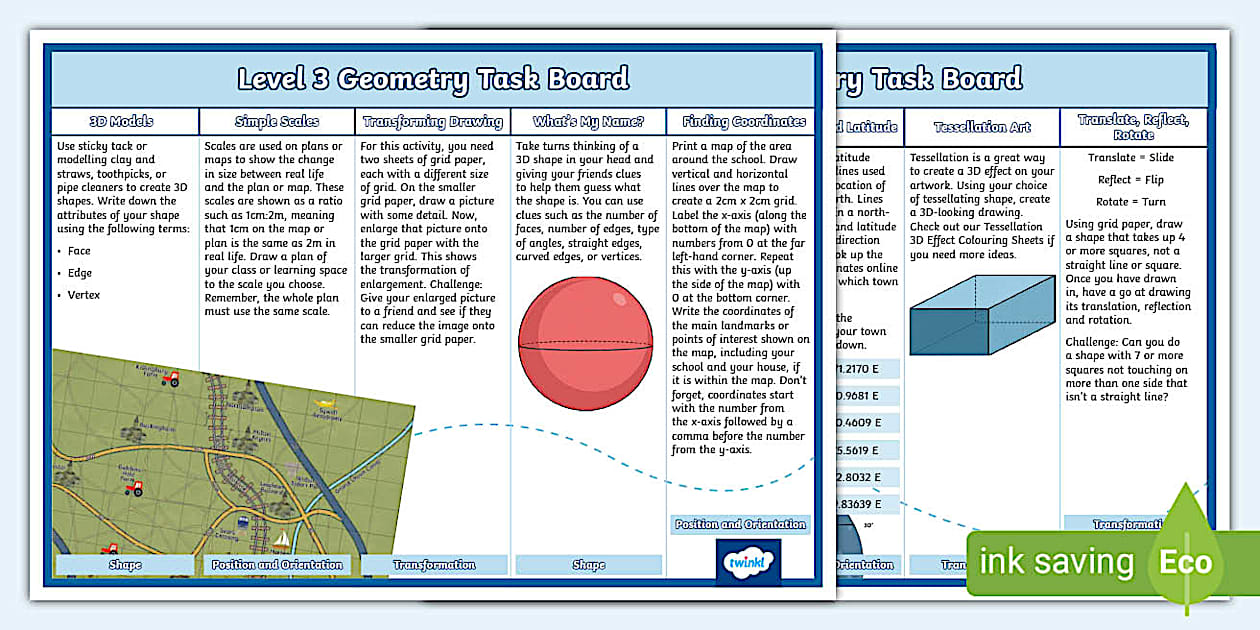 Level 3 Geometry Task Board (teacher made) - Twinkl