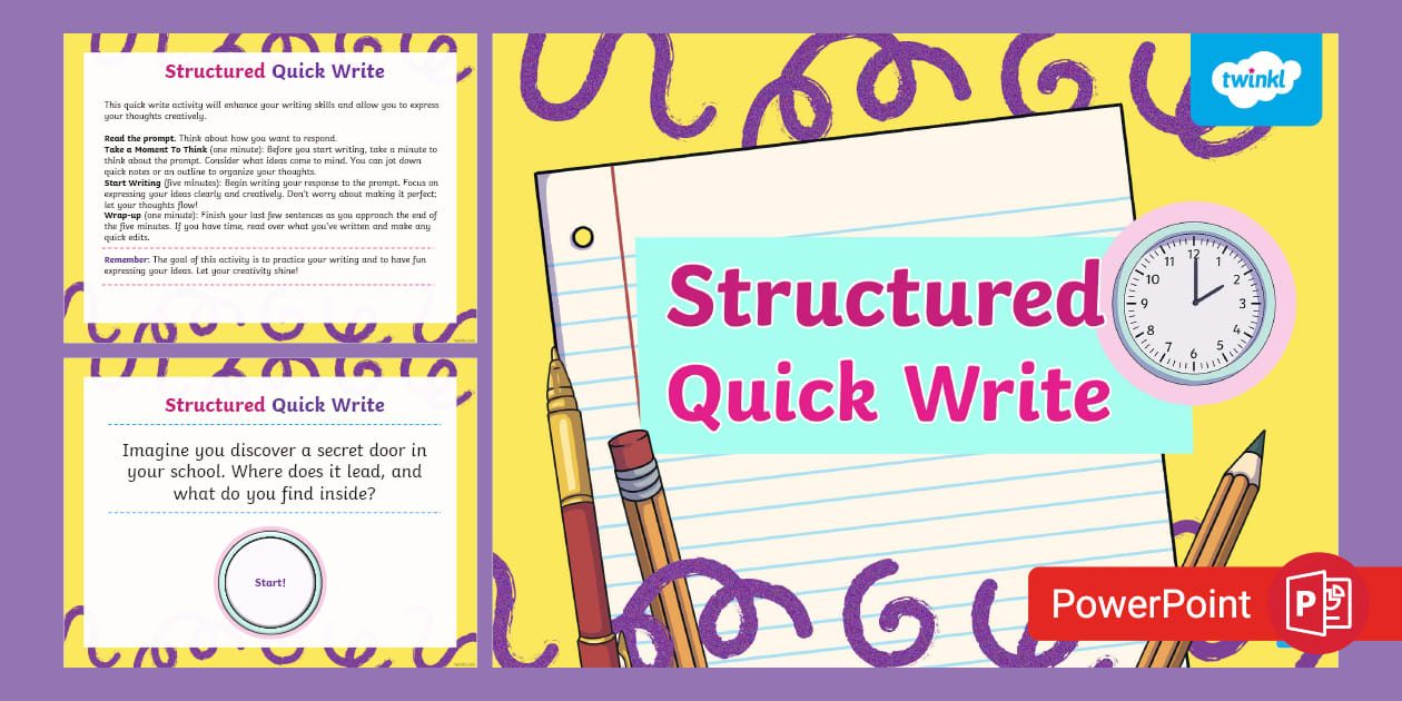 Structured Quick Write PowerPoint for 6th-8th Grade - Twinkl
