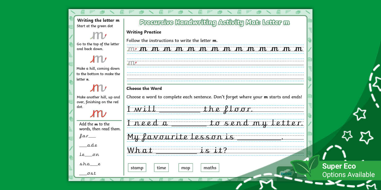Letter M Precursive Handwriting Activity | Letter Formation