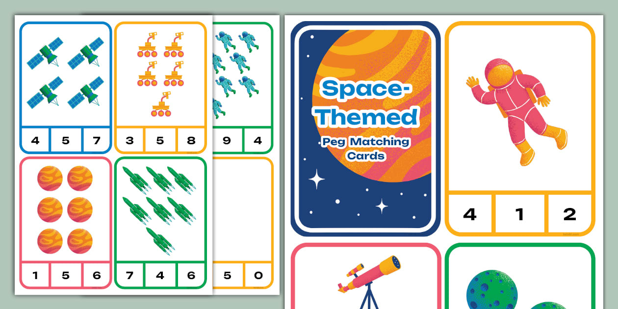 Space-Themed Peg Matching Activity (teacher made) - Twinkl