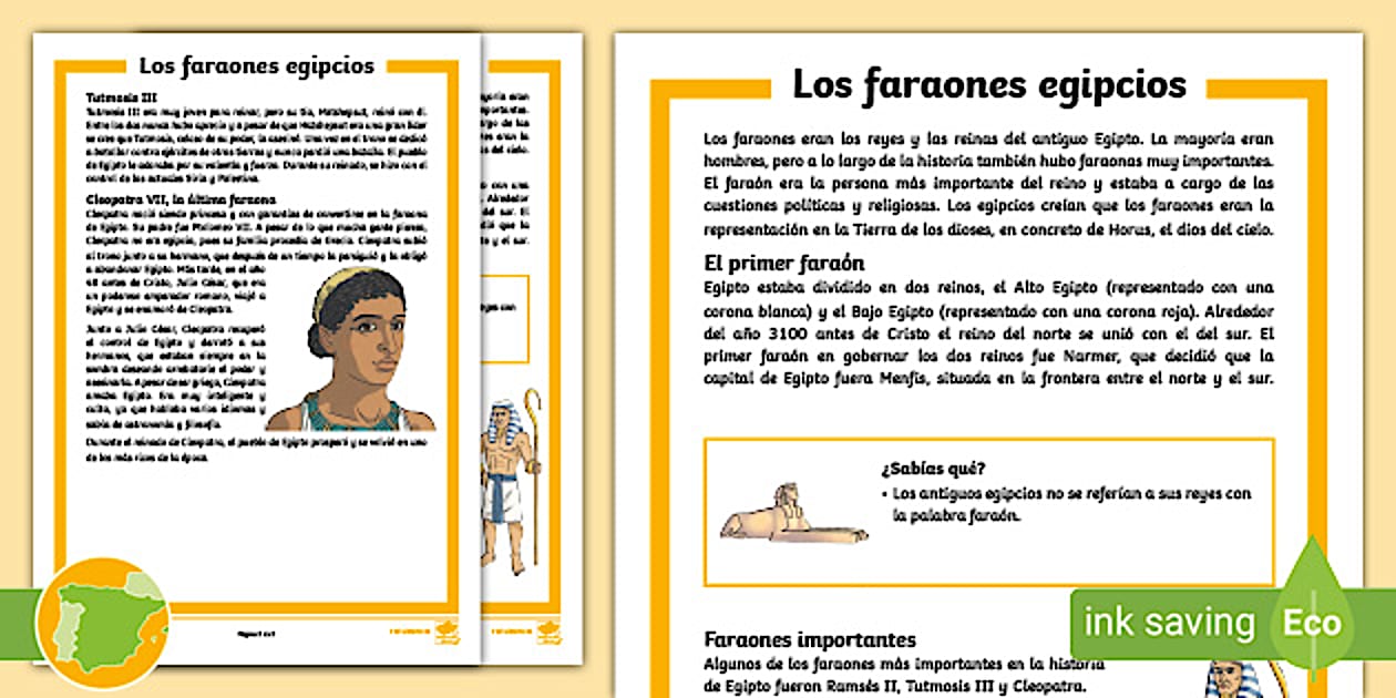 Hoja informativa: Los faraones egipcios - Twinkl