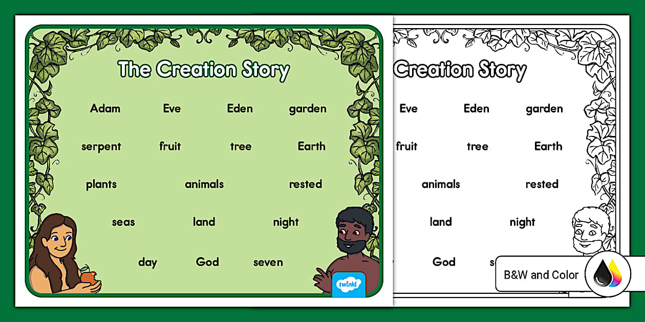 Adam and Eve Creation Story Word Mat (teacher made) - Twinkl