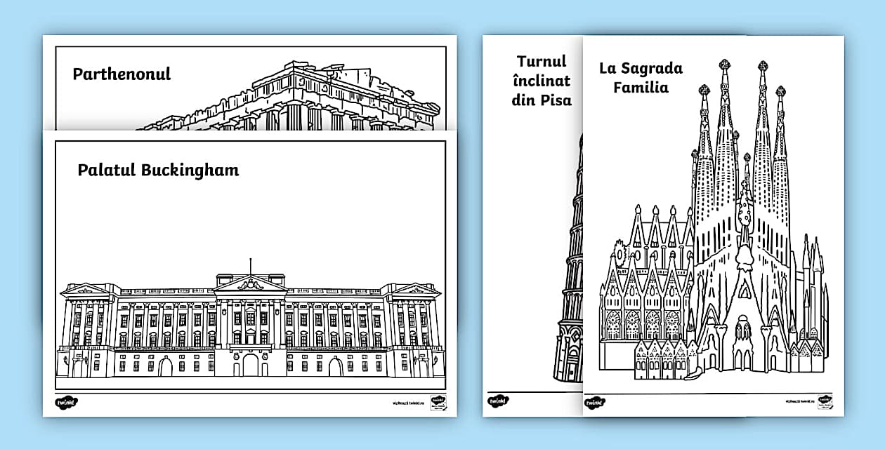 Clădiri faimoase din Europa – Desene de colorat - Twinkl