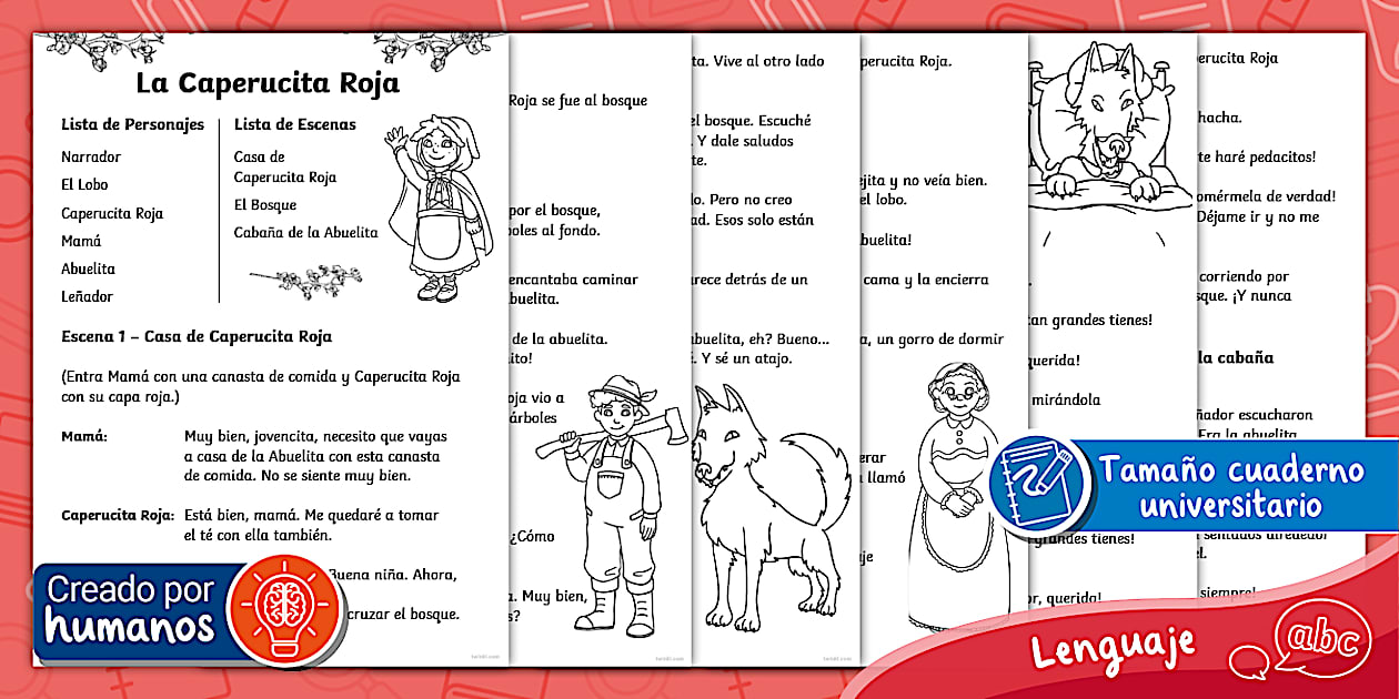 Guion | Teatral | La | Caperucita | Roja | teatro | diálogos