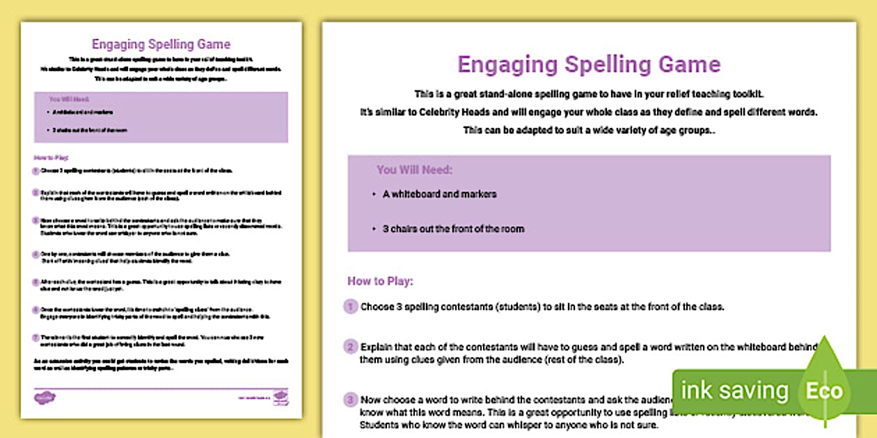 Engaging Spelling Game (teacher made) - Twinkl