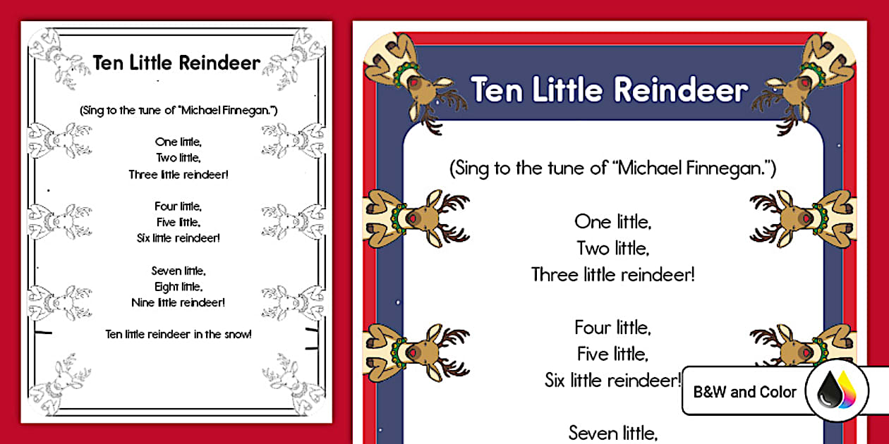 Ten Little Reindeer Sing-Along Song Lyrics - Twinkl