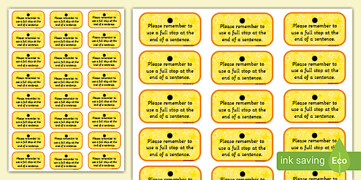 Editable Time Saving Stickers for Marking Full Stops