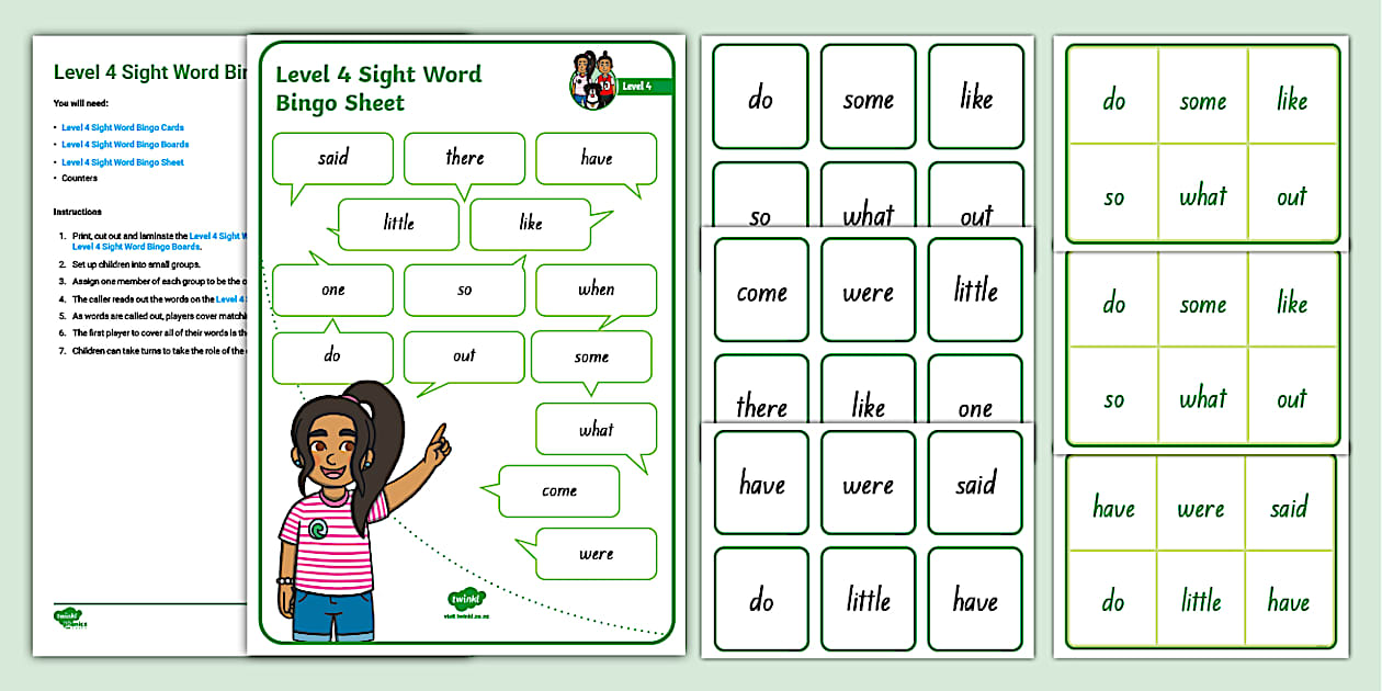 Level 4 Sight Word Bingo