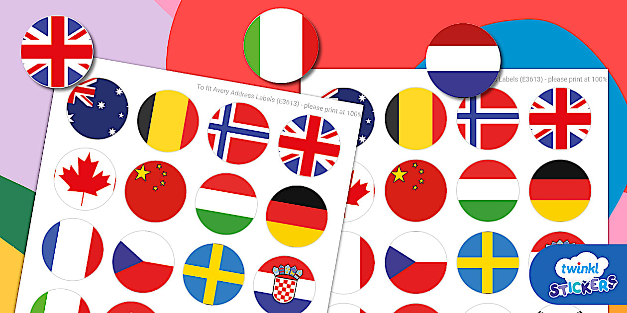 Song Contest - Flags of the World Stickers - Twinkl