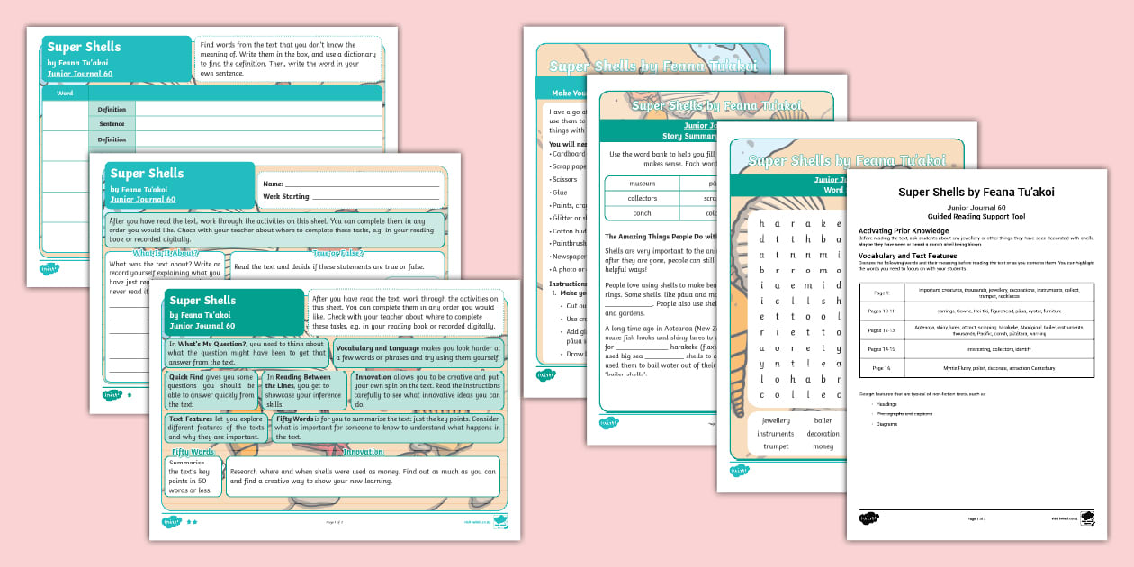 Junior Journal 60 January 2020: Super Shells (Article Comprehension)