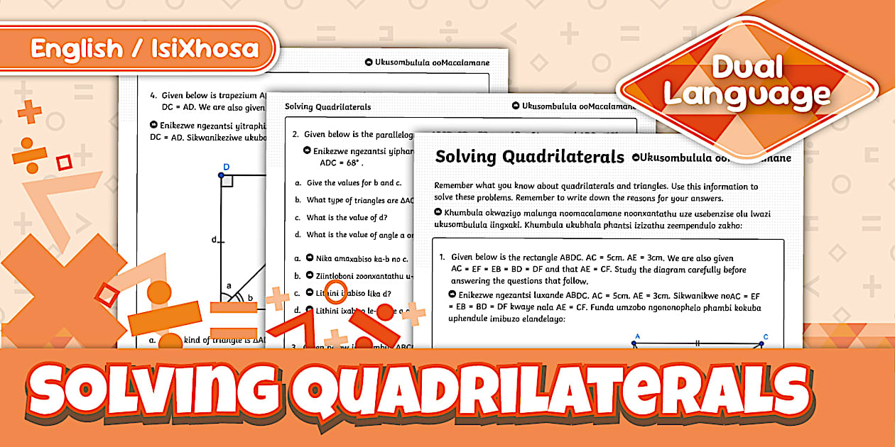 Grade 7 Maths - Term 2 - Solving Quadrilaterals Activity Sheet - isiXhosa