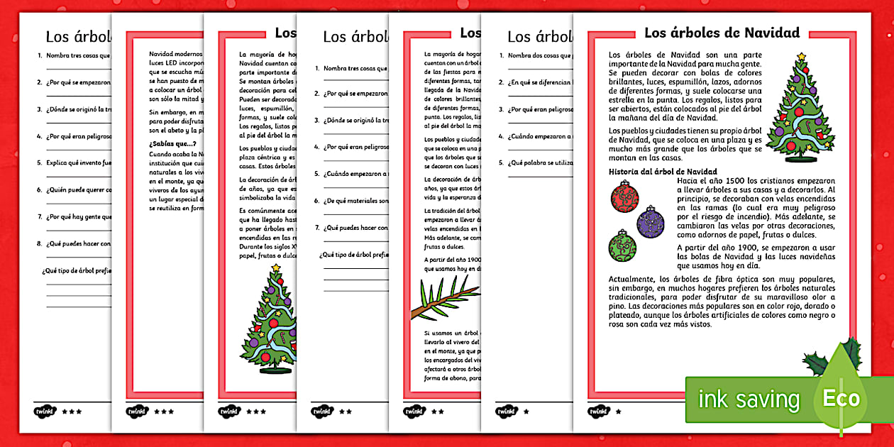 Higher Ability Comprensión lectora: Los árboles de Navidad