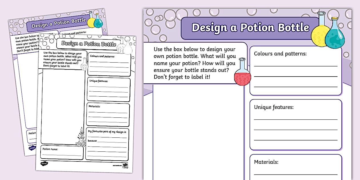 Design a Potion Bottle Worksheet - Twinkl