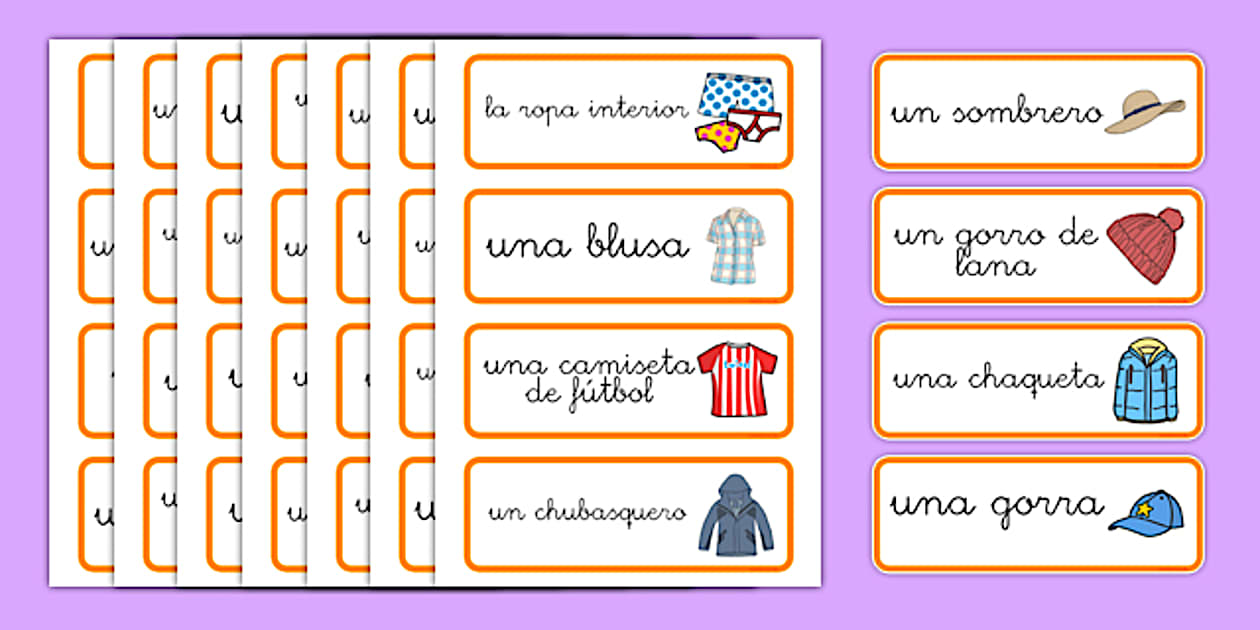 Tarjetas de vocabulario de la tienda de ropa - Twinkl