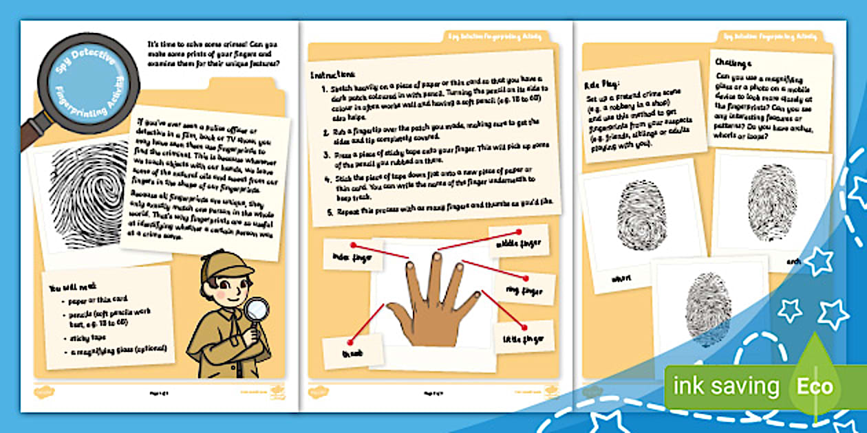 Spy Detective Fingerprinting Activity (teacher made)