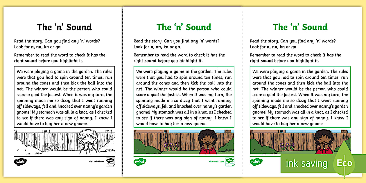 Northern Ireland Linguistic Phonics Stage 5 and 6 Phase 3b, 'n' Sound