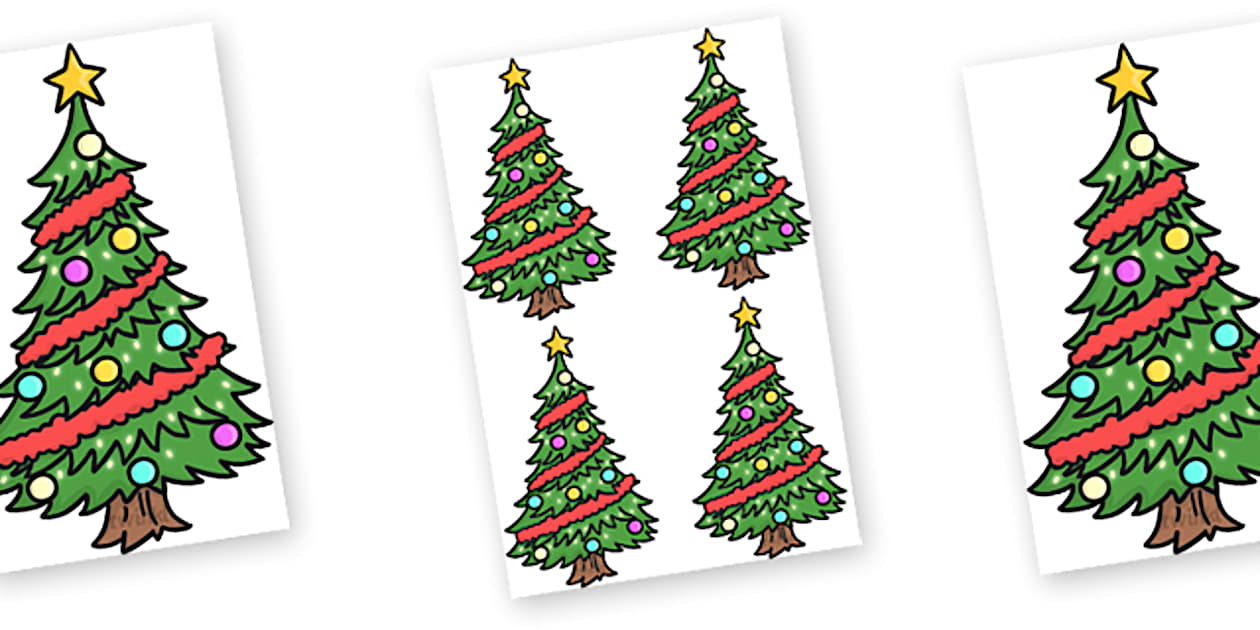 Editable Decorated Christmas Trees - Twinkl