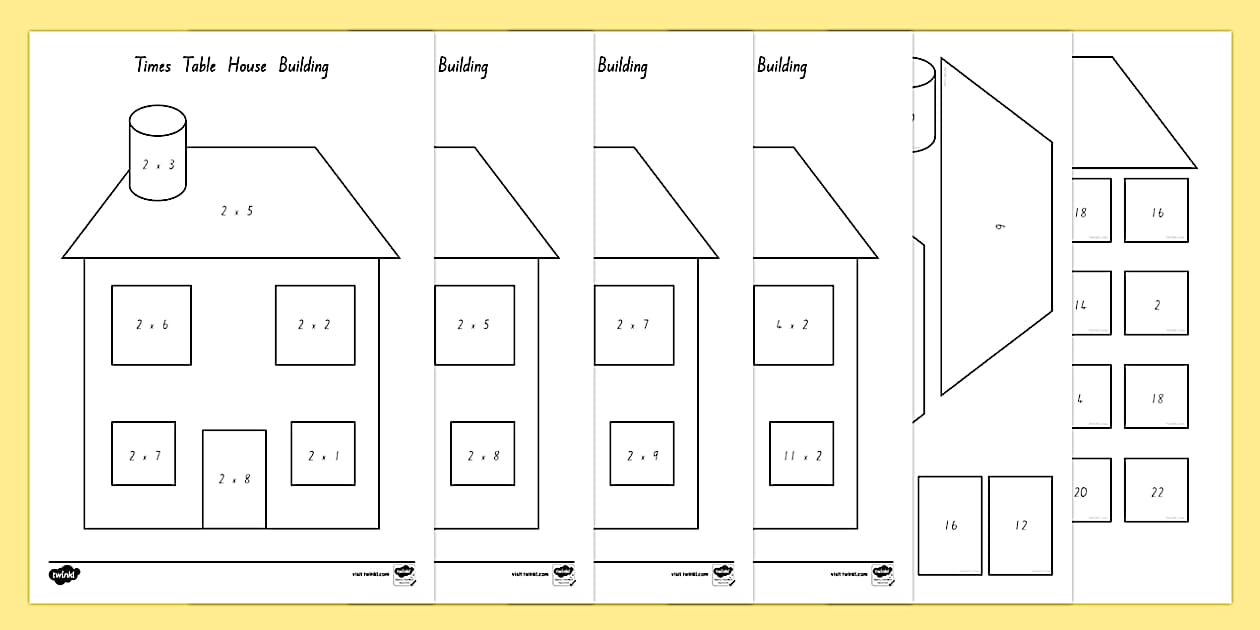 Editable 2 Times Table House Building Activity - Twinkl