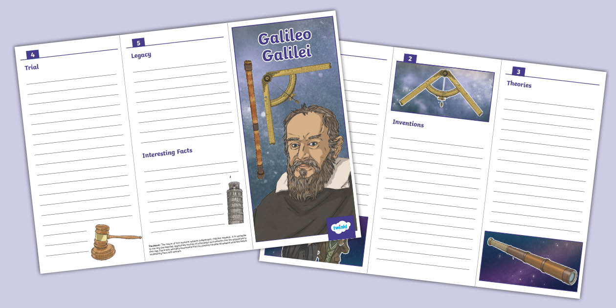Galileo Galilei Leaflet Template (teacher made) - Twinkl