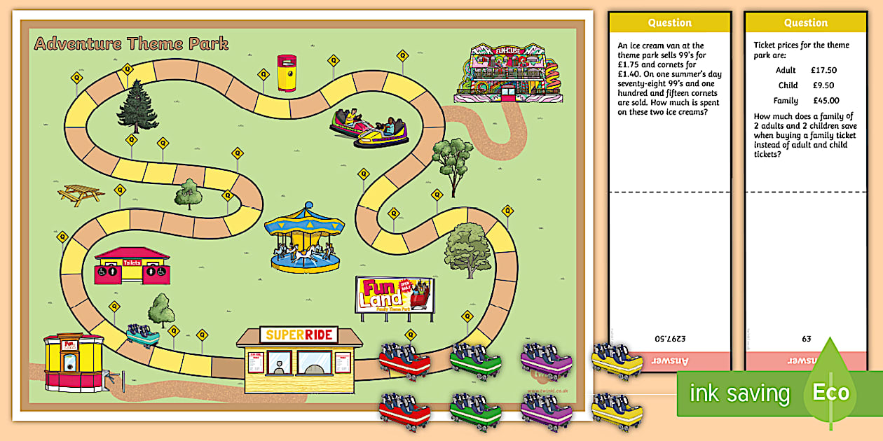 UKS2 Theme Park Problem Solving Board Game - UKS2 Theme Park Problem ...