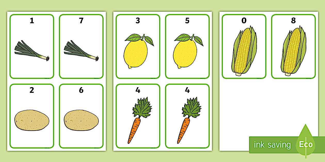 Number Bonds to 8 Matching Cards (Food) - Twinkl