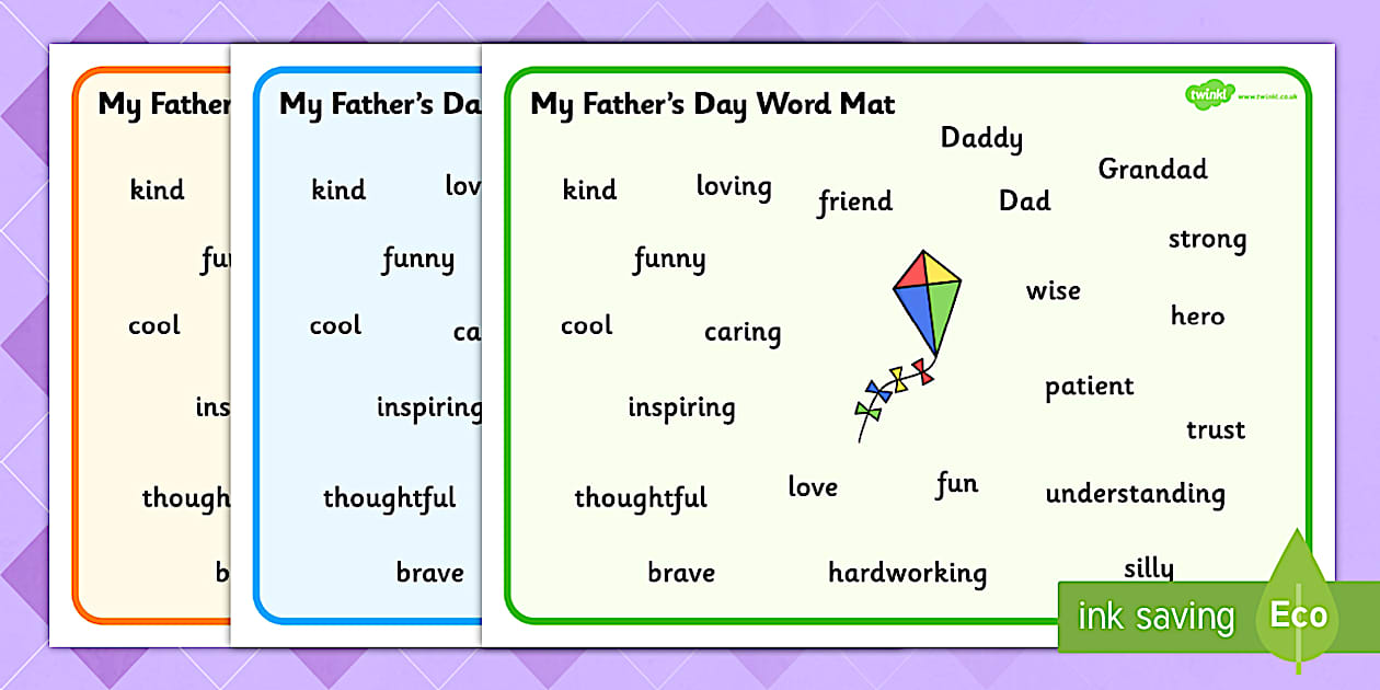 Father's Day Descriptive Word Mat (teacher made) - Twinkl