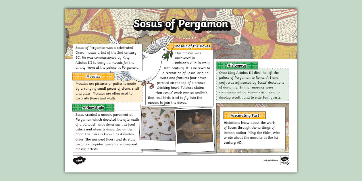 KS2 Sosus of Pergamon Fact File (teacher made) - Twinkl