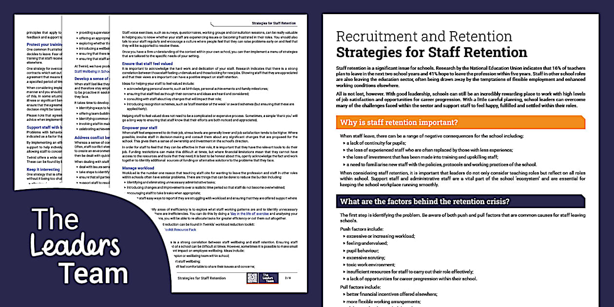 Strategies for Staff Retention - Leaders (teacher made)