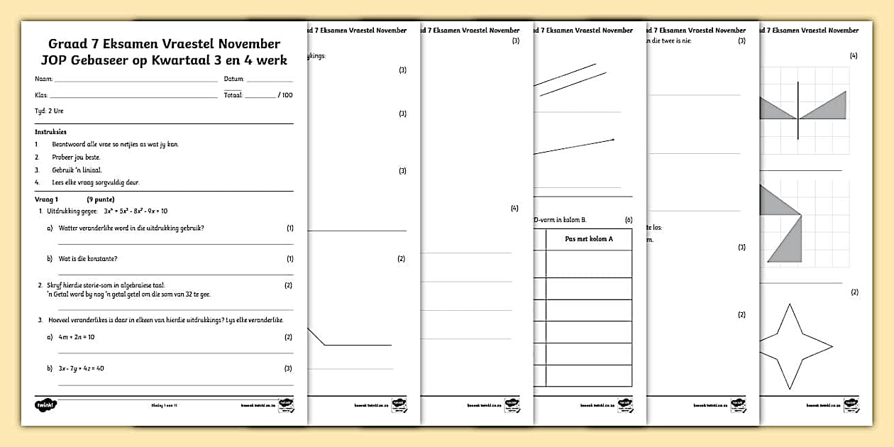 Graad 7 Eksamen Vraestel November (Hecho por educadores)