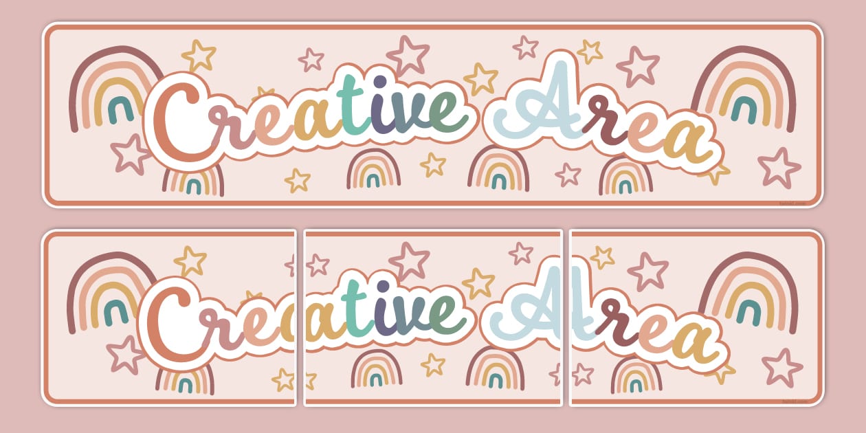 Muted Rainbow Themed Creative Area Display Banner - Twinkl