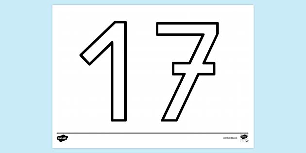 Seventeen Colouring Sheet Printable